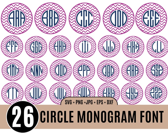 26 Font Monogram Svg Bundle, Circle Monogram Font Svg, Monogram Font Alphabet, Split Monogram ...