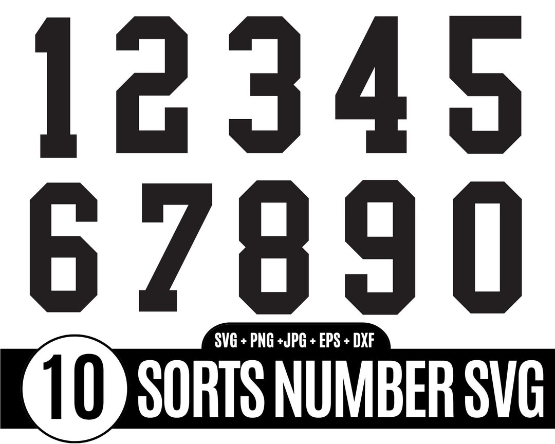 10 Varsity Font Bundle, Jersey Numbers Svg, Football Font SVG, Sports ...