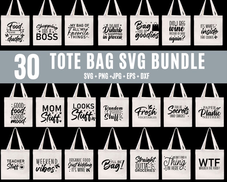 30 Diy Tote Bag Svg Bundle Funny Tote Bag Quotes Svg Etsy Uk