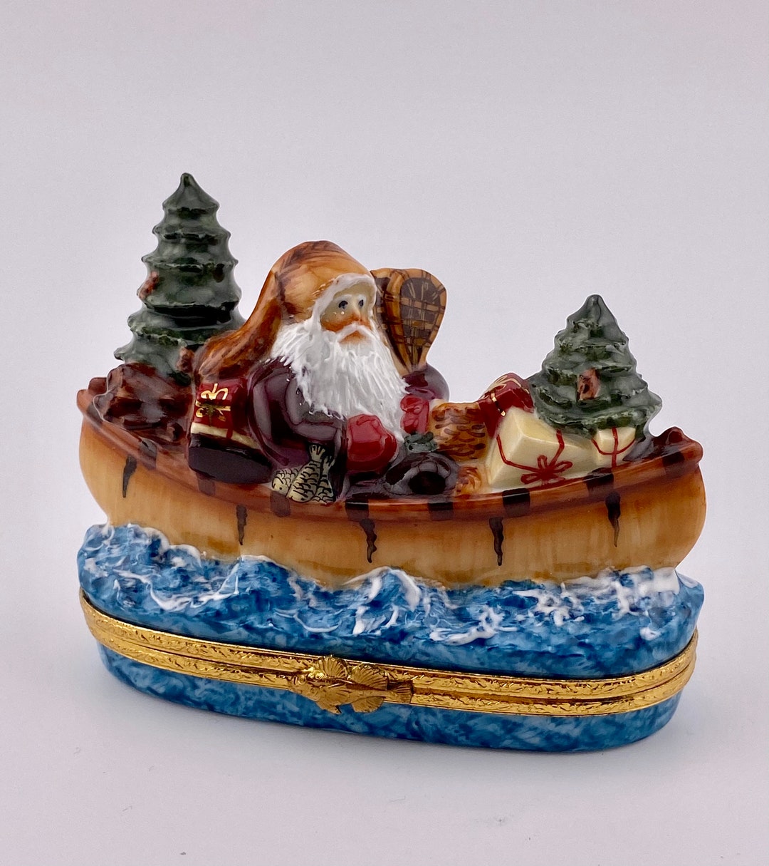 Lynn Haney Santa in Canoe Limoges Box - Etsy
