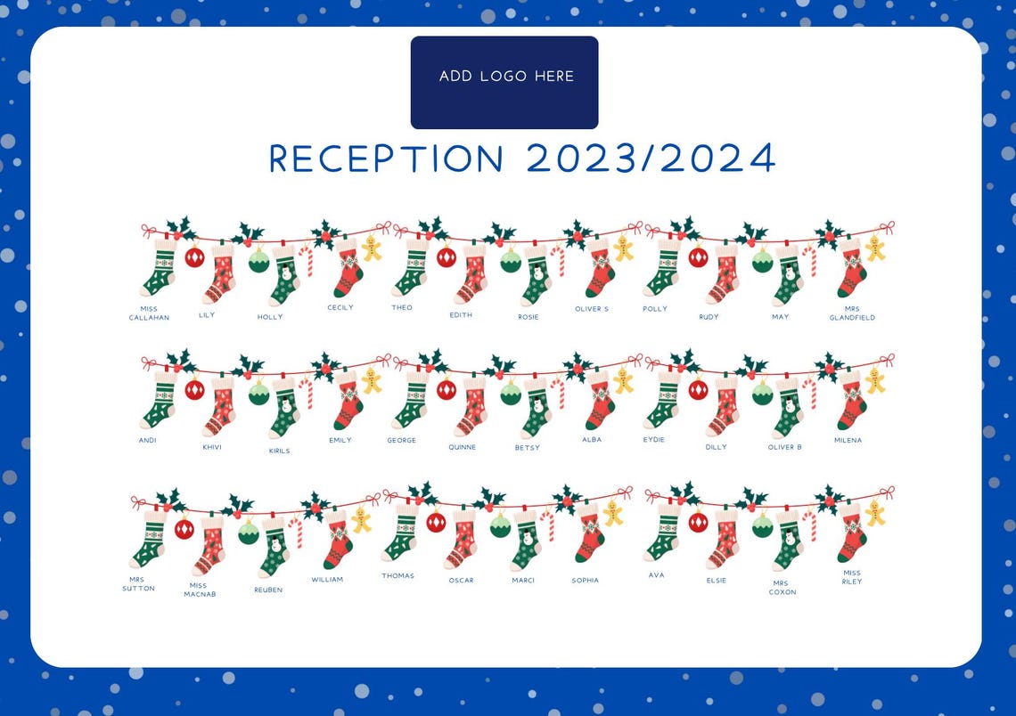Christmas Class Poster, Reception Class, Primary School, Easily ...