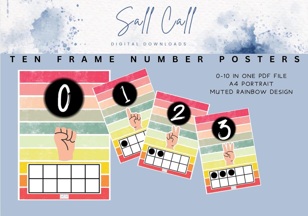 Rainbow Theme Ten Frame Number Posters, EYFS, Reception Class, Maths ...