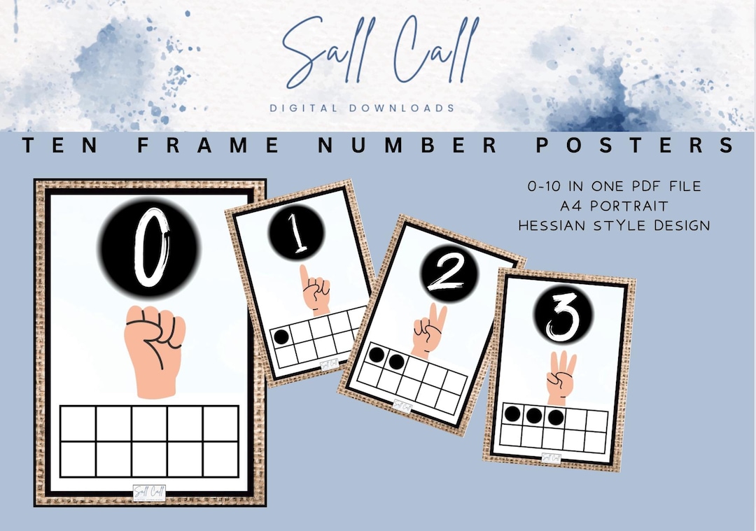 Hessian Themed Ten Frame Number Posters, EYFS, Reception Class, Print ...