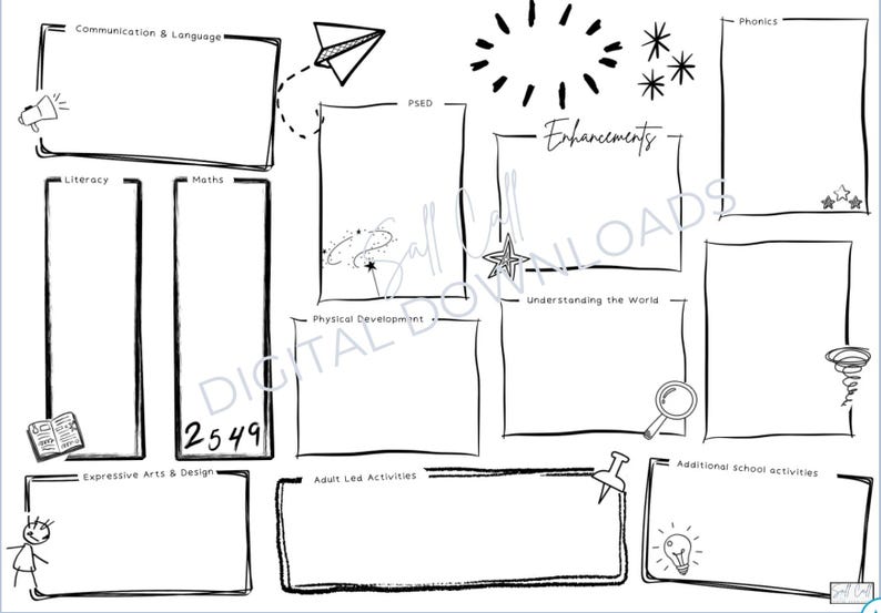 EYFS Weekly Planner, Reception Teacher Weekly Planner, Doodle Design ...