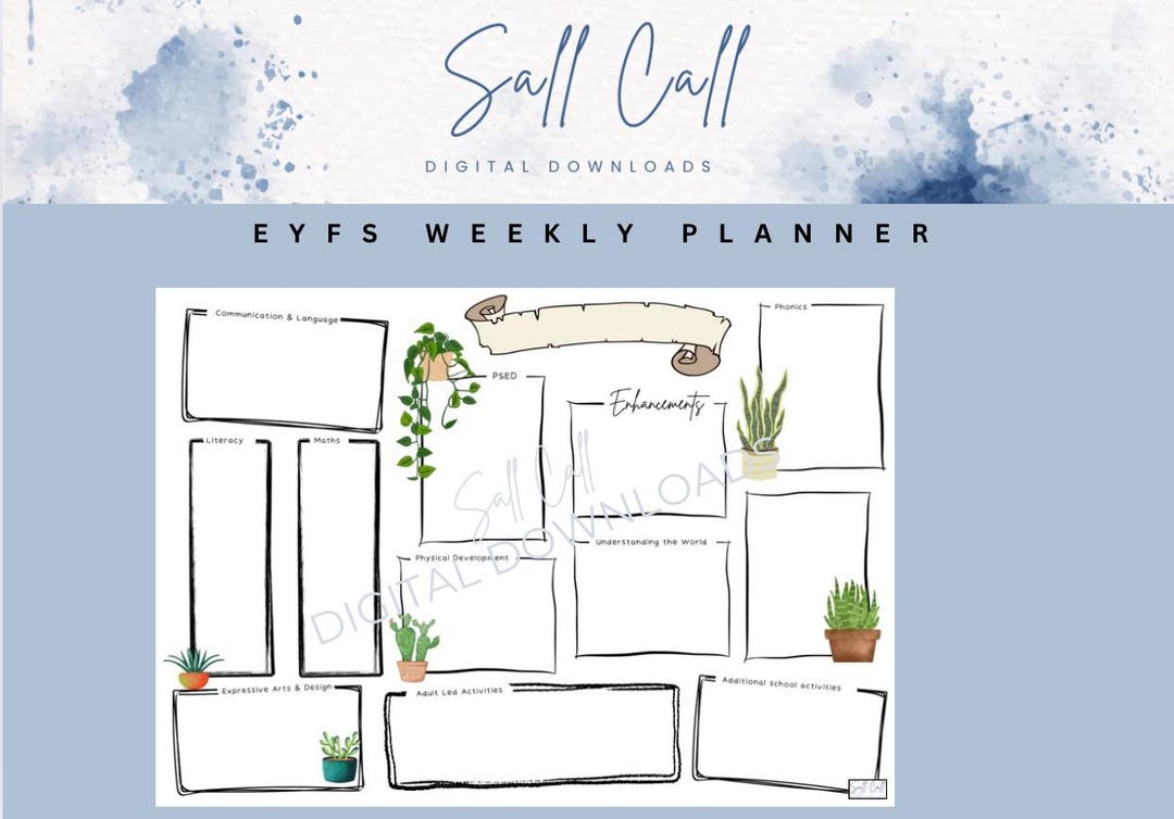EYFS Weekly Planner, Reception Teacher Weekly Planner, Succulents ...