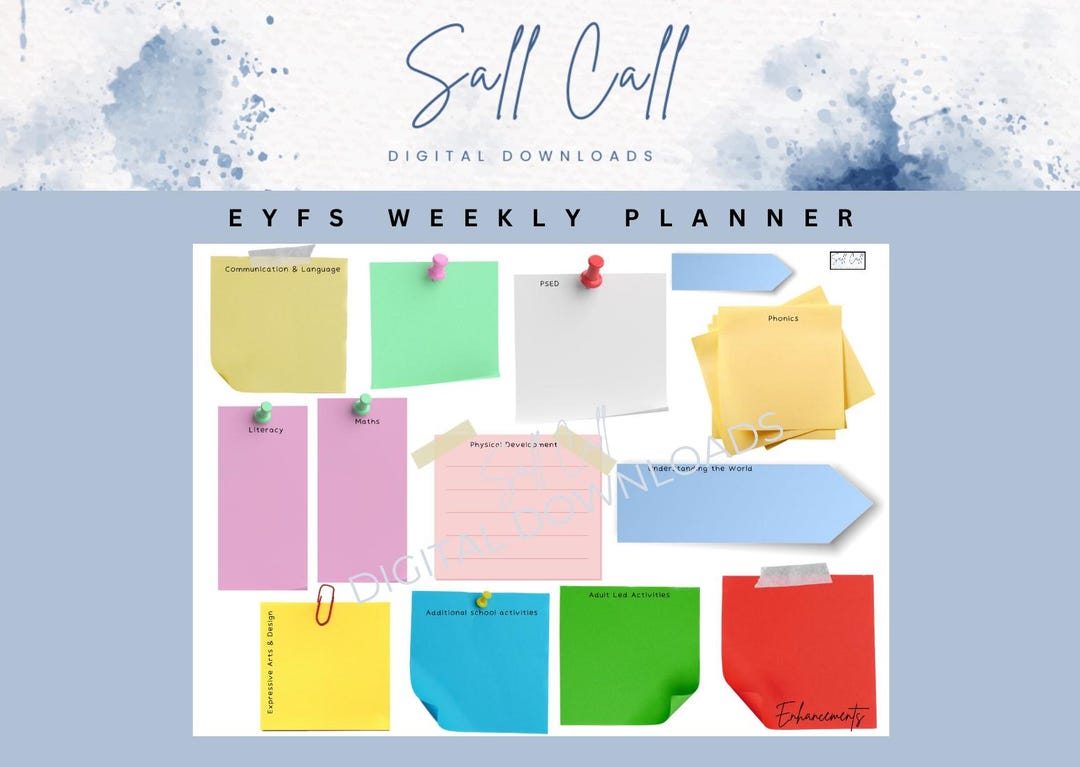 EYFS Weekly Planner, Reception Teacher Weekly Planner, Post It Note ...