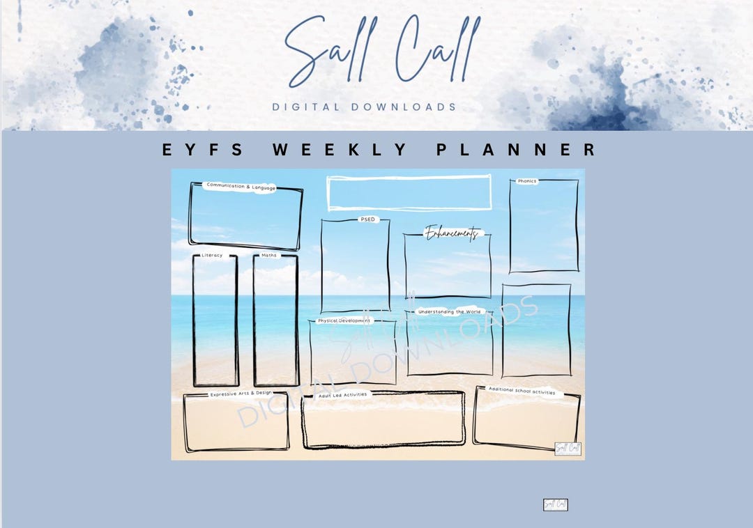 EYFS Weekly Planner, Reception Teacher Weekly Planner, Seaside Design ...