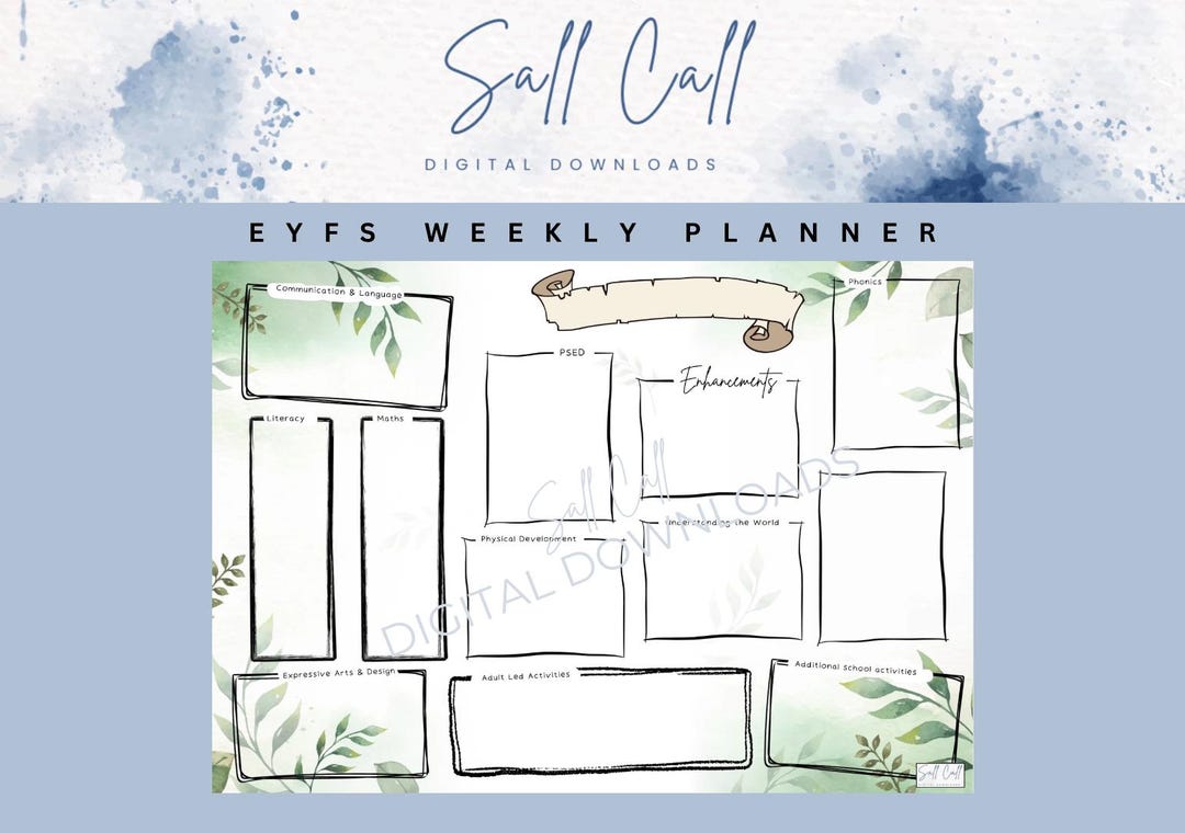 EYFS Weekly Planner, Reception Teacher Weekly Planner, Botanical Design ...