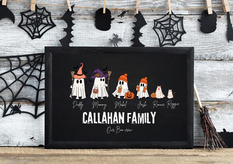 Halloween Family Digital Print, Personalised Family Print, Family ...