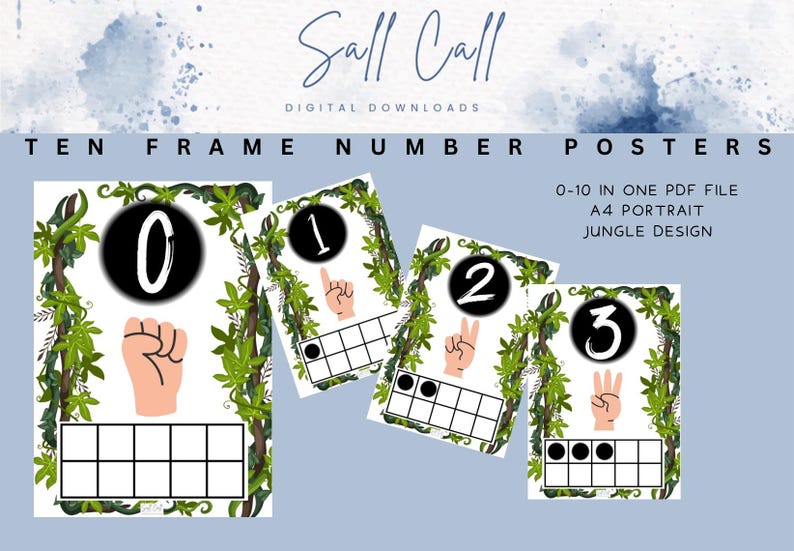 Jungle Ten Frame Number Posters, EYFS, Reception Class, Maths ...