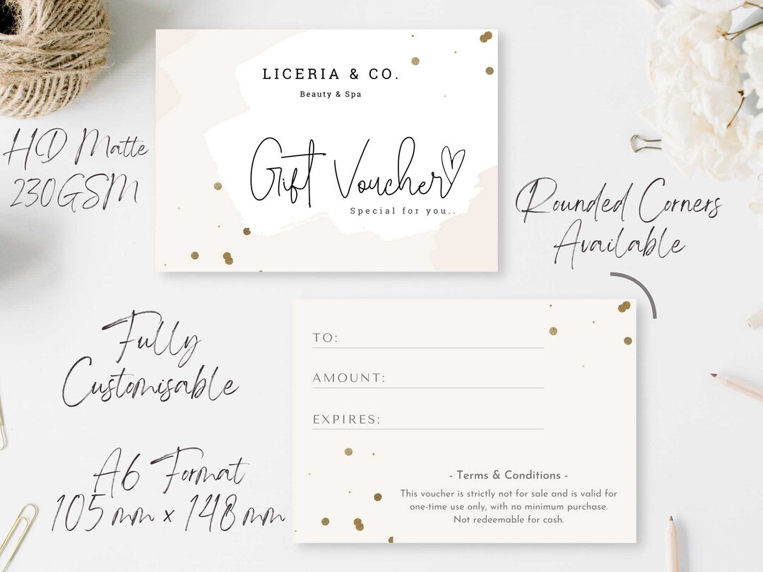 Custom A6 Gift Vouchers, Personalized 300 GSM Matte Finish - Etsy