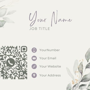 Custom QR Code Business Cards Watercolour Green Theme - Etsy