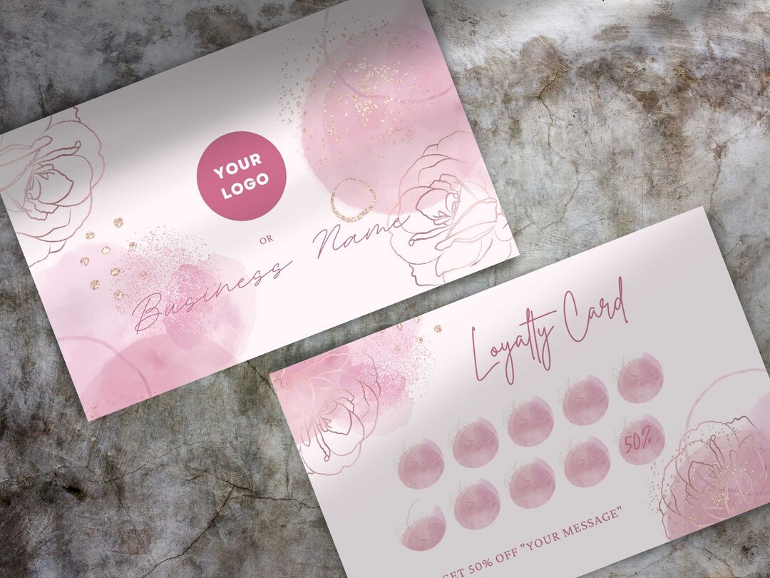 Printed Loyalty Cards Customised for You Pink Rose Double - Etsy