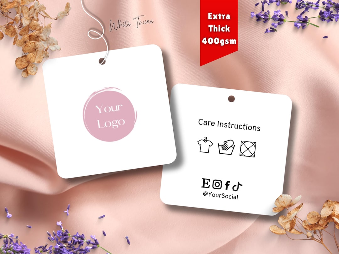 Printed Clothing Price Tags With Twine | 55 × 55 Mm | Rounded | Simple ...
