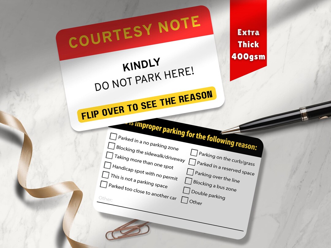 Courtesy Parking Notes: Funny Bad Parking Cards - Etsy
