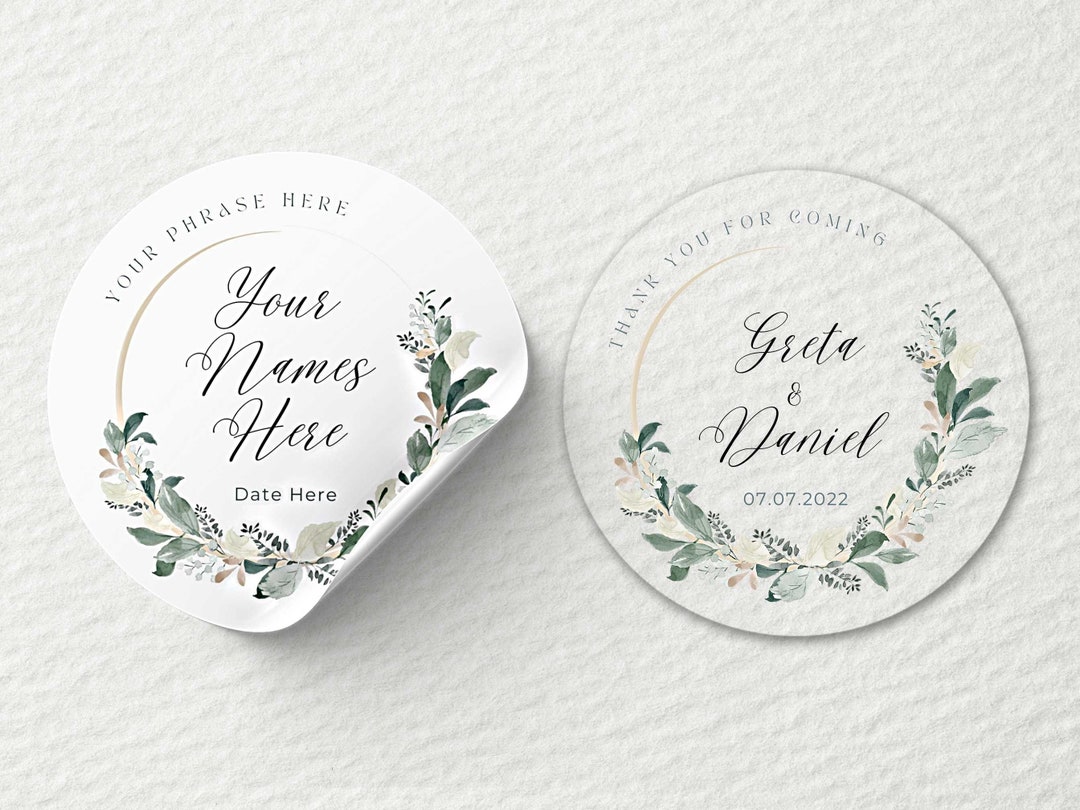 Printed Round Stickers Personalised | Floreal Theme | 25, 35, 45, 65 ...