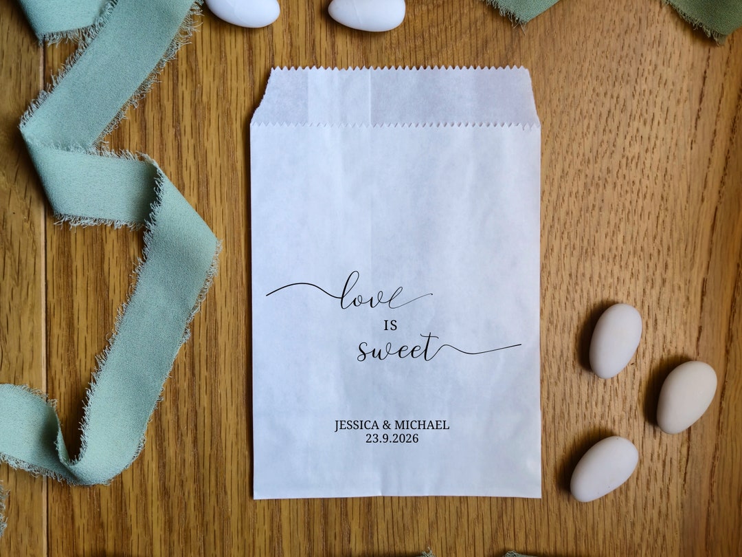 Personalised Wedding Candy Bags | Love is Sweet | 15cm × 10cm | White ...