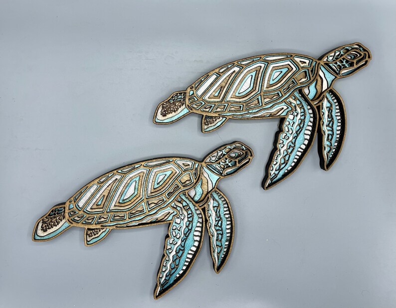 Mandala Sea Turtle Layered Wall Art - Etsy