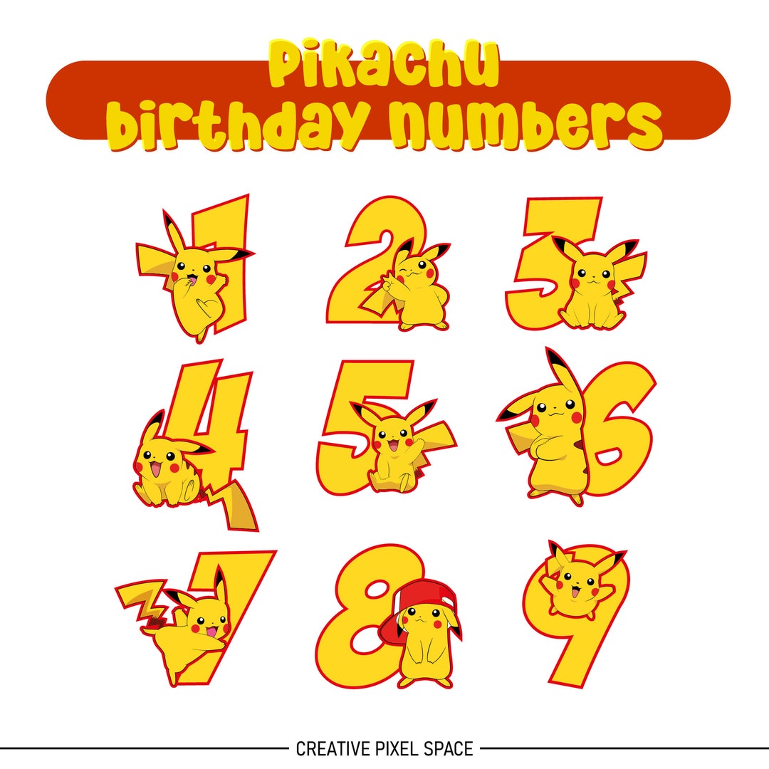 Números de cumpleaños de Pikachu SVG Números de cumpleaños de - Etsy México