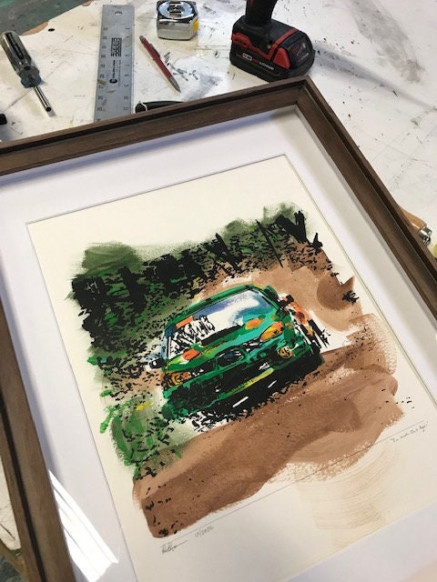 Framed Subaru Rally Race Car Painting, Screenprint. - Etsy