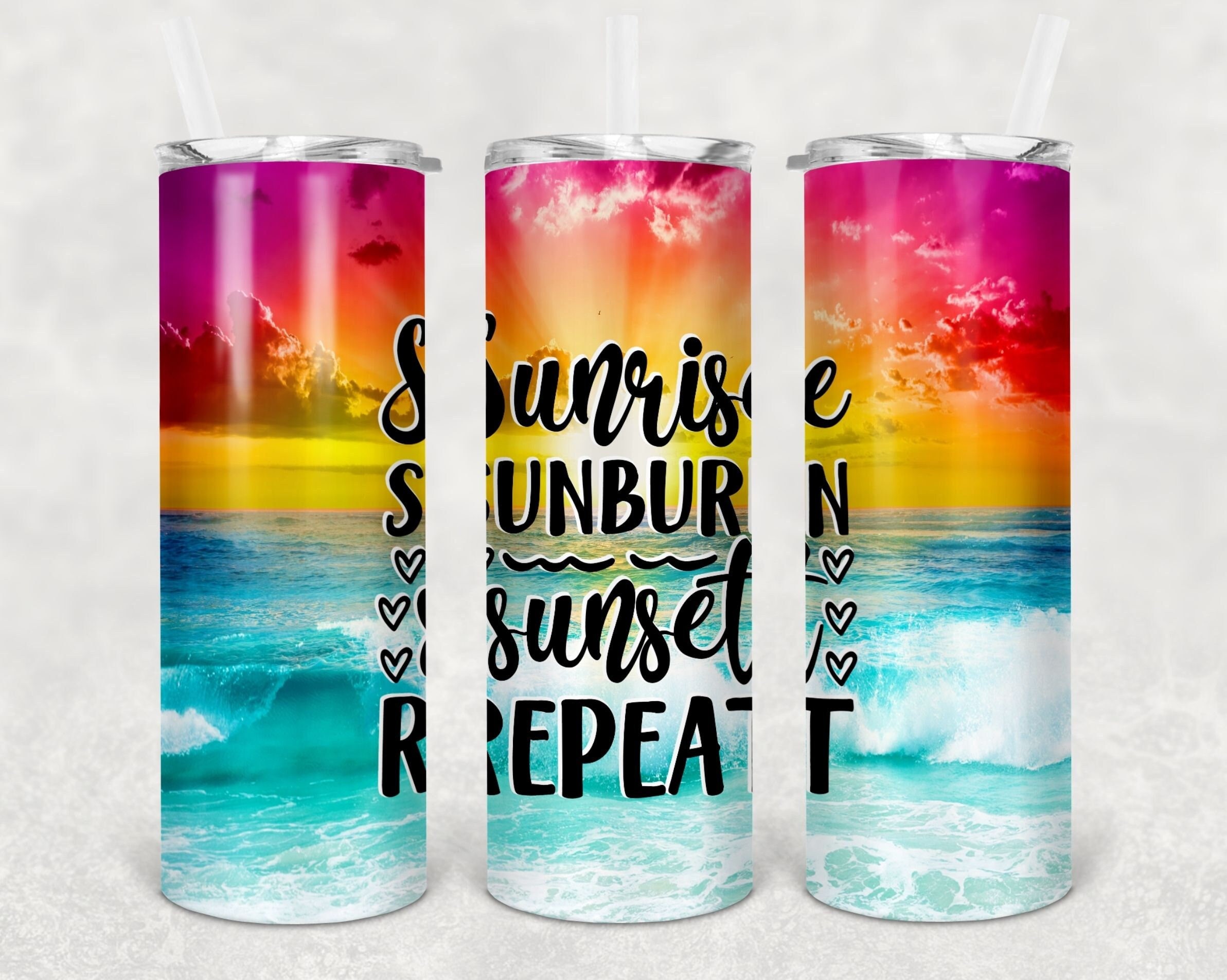 Tumbler |sunrise Sunburn Sunset Repeat| My Happy Place |HOT Mom Summer ...