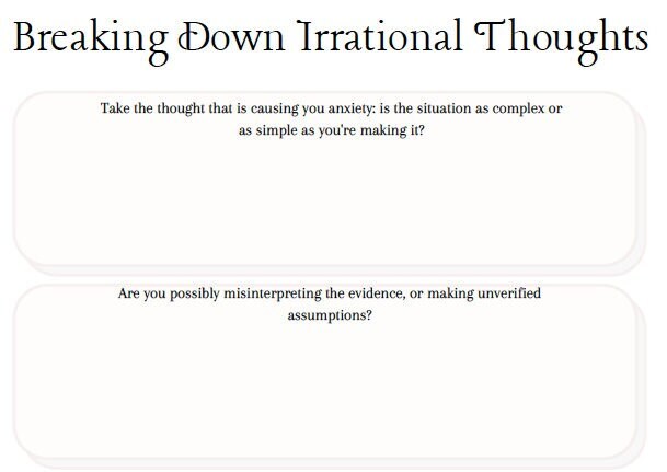 CBT ANXIETY AID Printable Exercises Workbook Cbt Social - Etsy