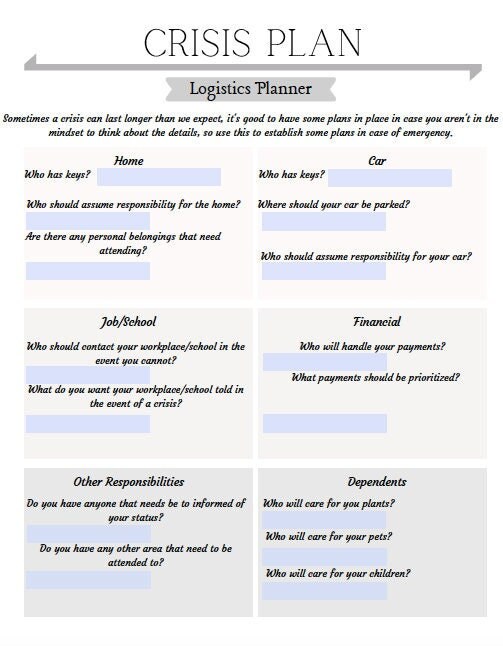 Safety Plan Template, Fillable & Printable Tools, Crisis Management ...