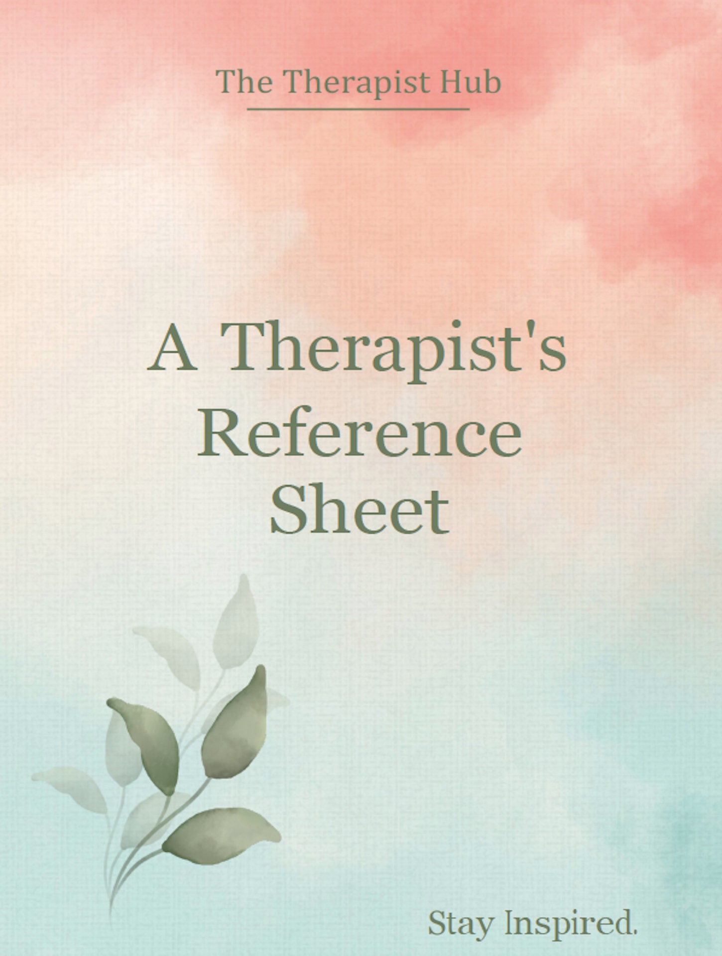 CHEAT SHEET Therapeutic Intervention List, MSE, and Goals for All ...