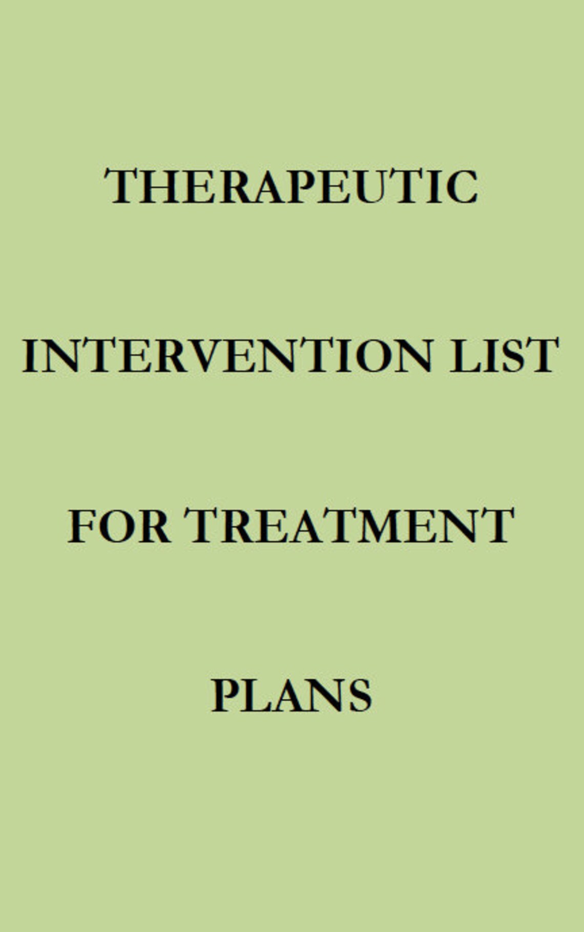 CHEAT SHEET Therapeutic Intervention List MSE and Goals for - Etsy