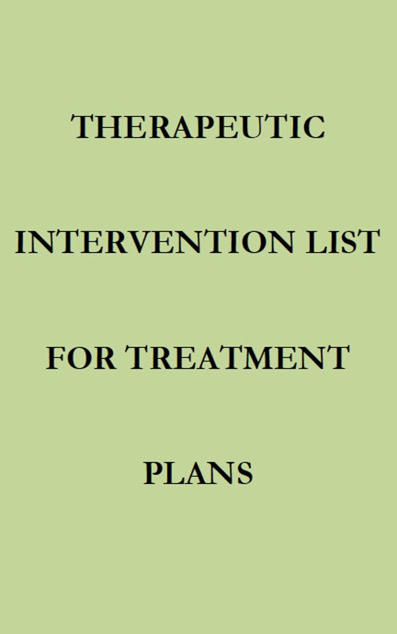 CHEAT SHEET Therapeutic Intervention List MSE and Goals for - Etsy