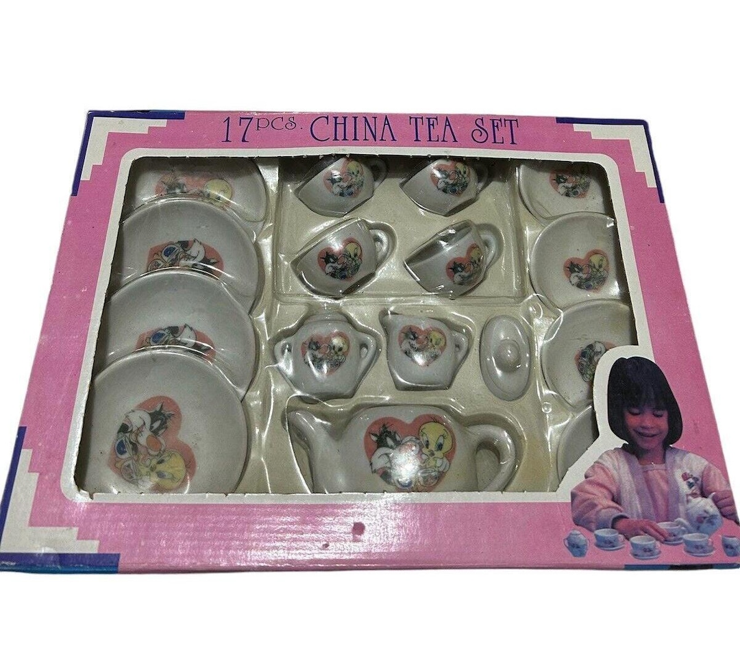Miniature Girls Tea Set Looney Tunes Tweety Bird & Sylvester 17 Peice ...
