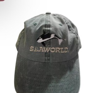 Vintage Sea World Hat Whale Shamu Color Green Canvas Embroidered Cap - Etsy