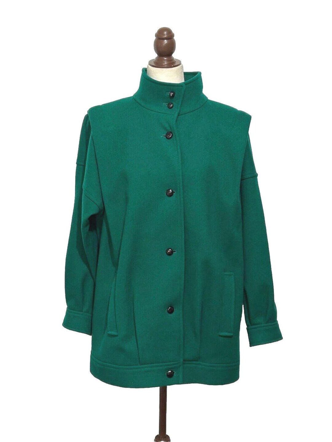 Vintage Wool Coat 1970s in Emerald Green, Old Fashioned Dress Coat, 70s ...