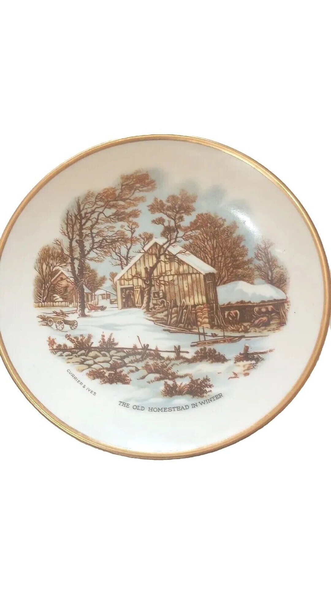 Vintage Currier and Ives Plate the Old Homestead in Winter Decorative ...