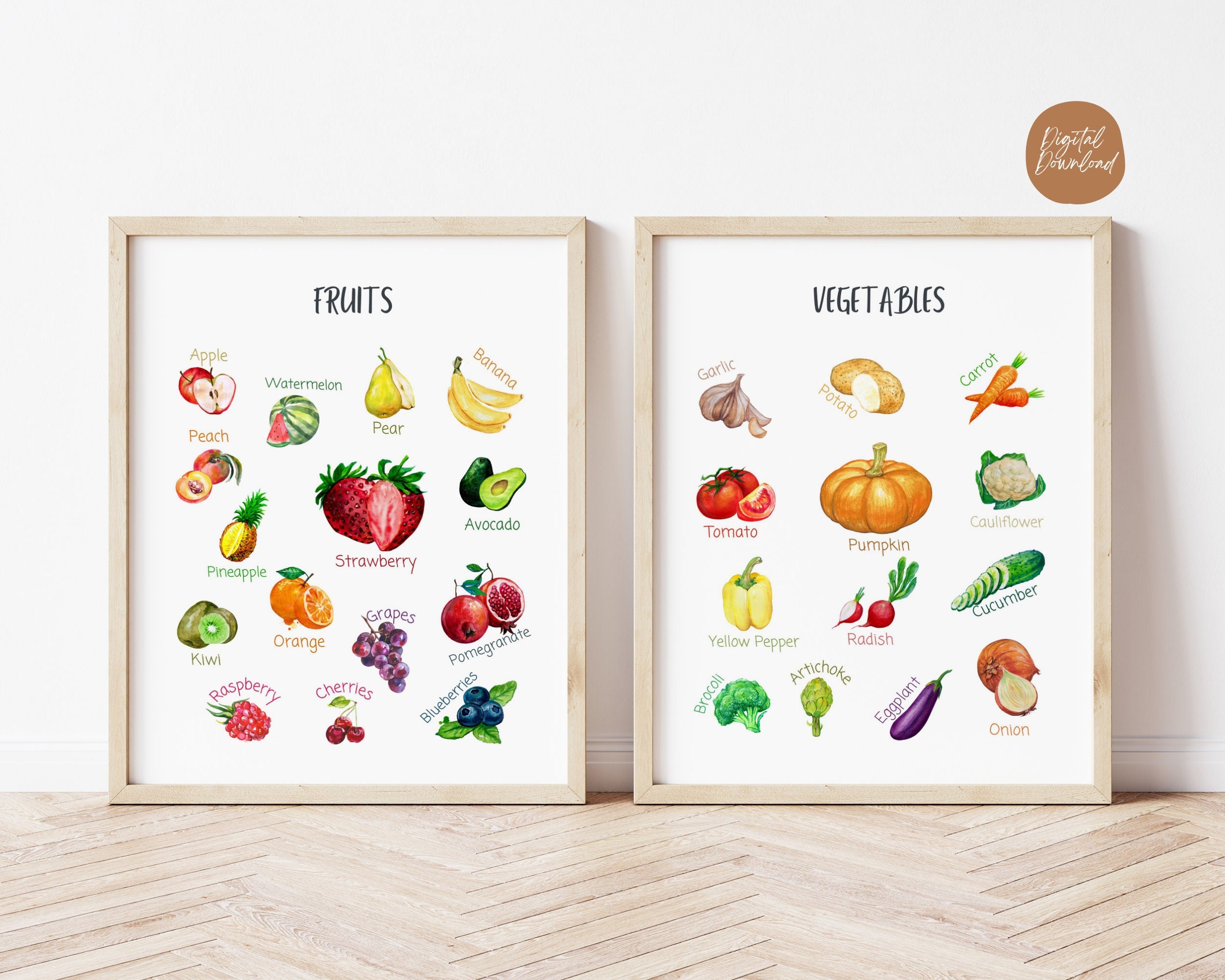 2 Educational Posters : Fruits and Vegetables Posters - Etsy