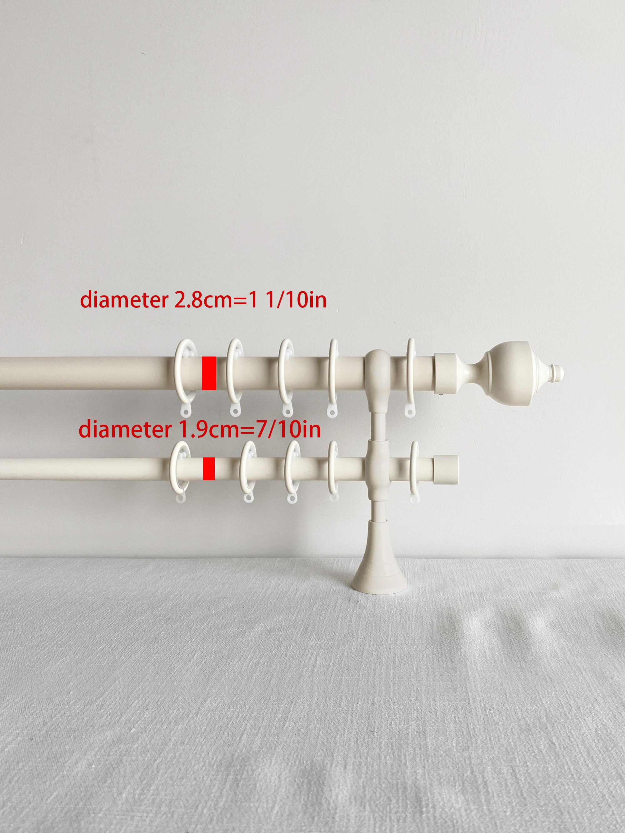 Beige Side Mount Double Bracket Curtain Rod, Metal Custom Size Curtain ...