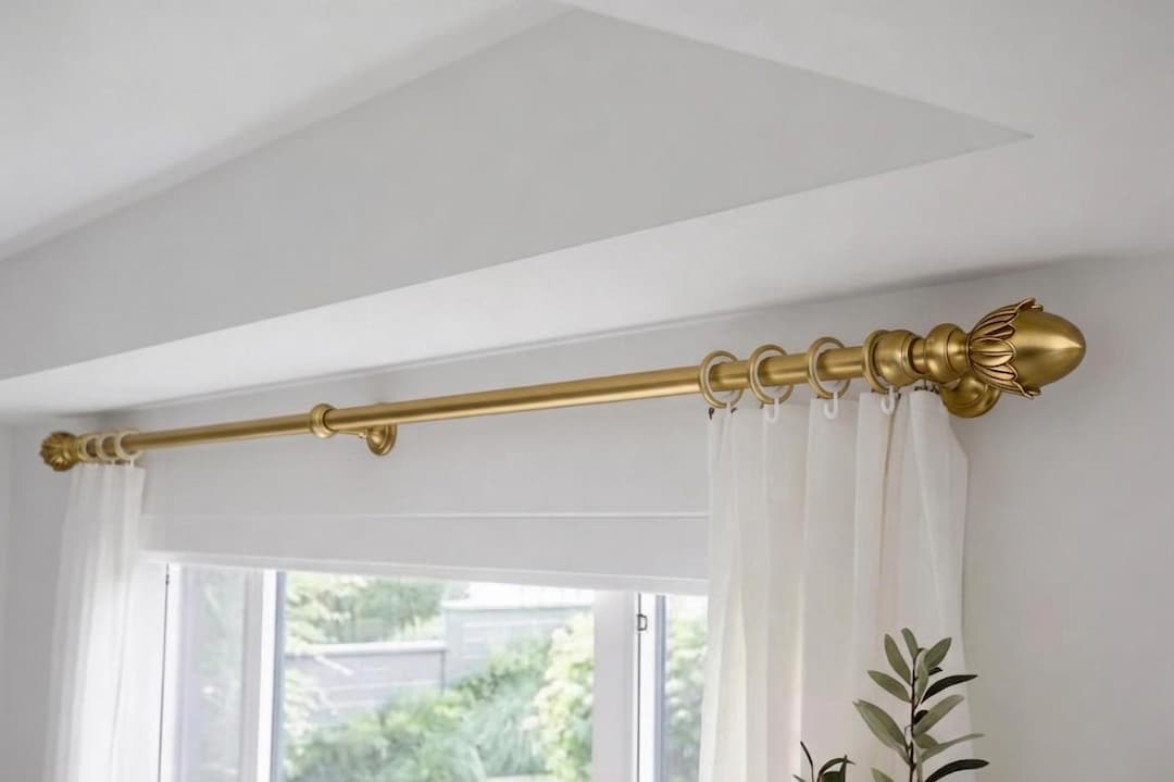 Floral Ends Golden Roman Curtain Rod Silencer Rings | Curtain ...