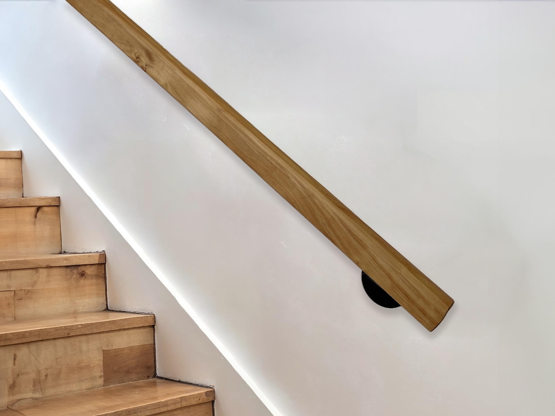 Round Wooden Stair Handrail Kit, Wooden Wall Handrail, Stair Handrail ...