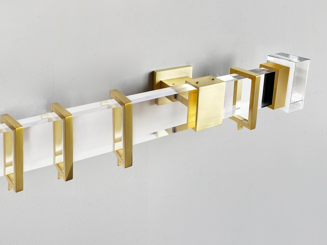 Rectangular Acrylic Curtain Rod With Brass-colored Accessories - Etsy