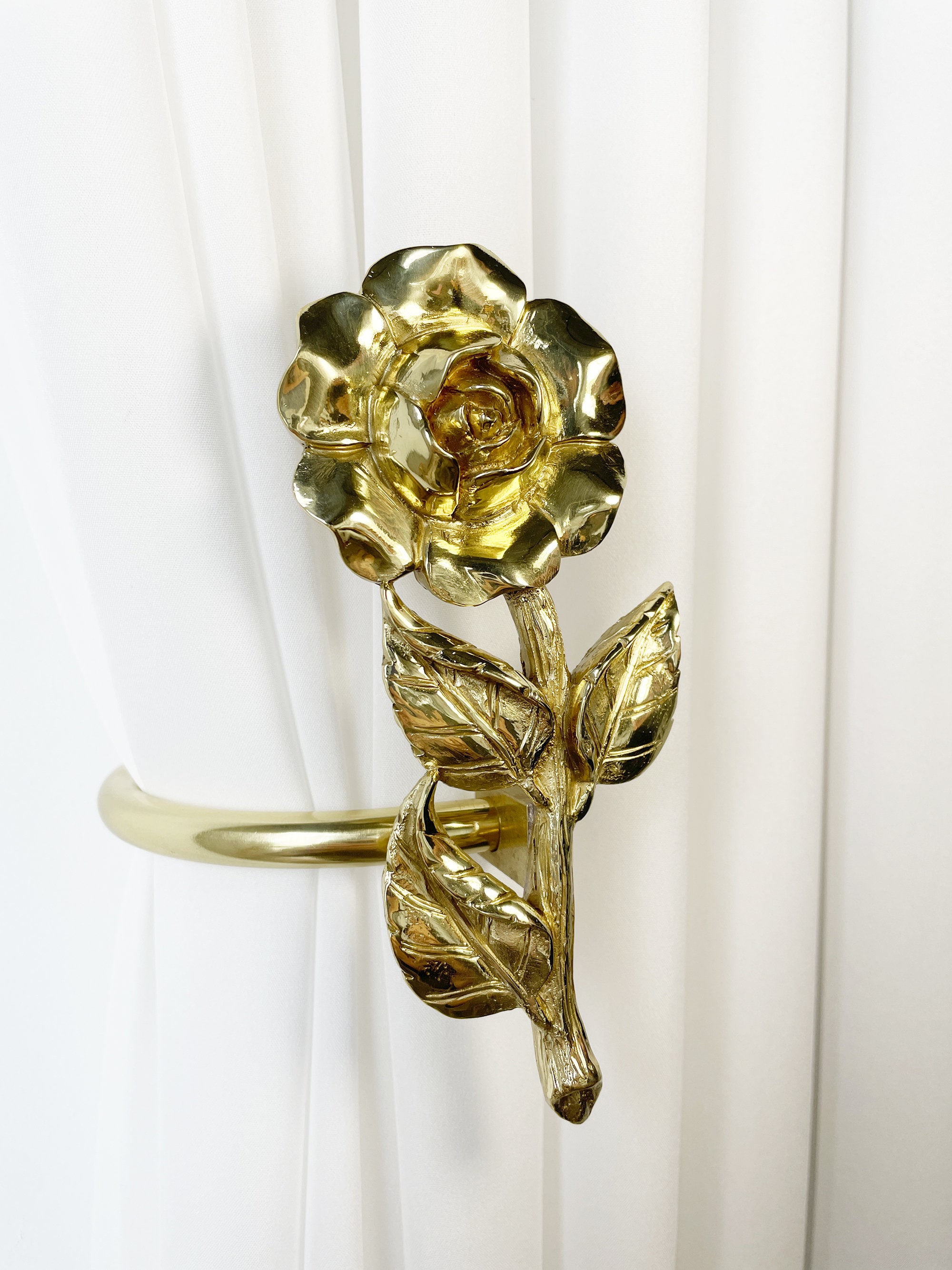 Rose Brass Curtain Hooks, Metal Curtain Ties, Art Deco Hooks. - Etsy