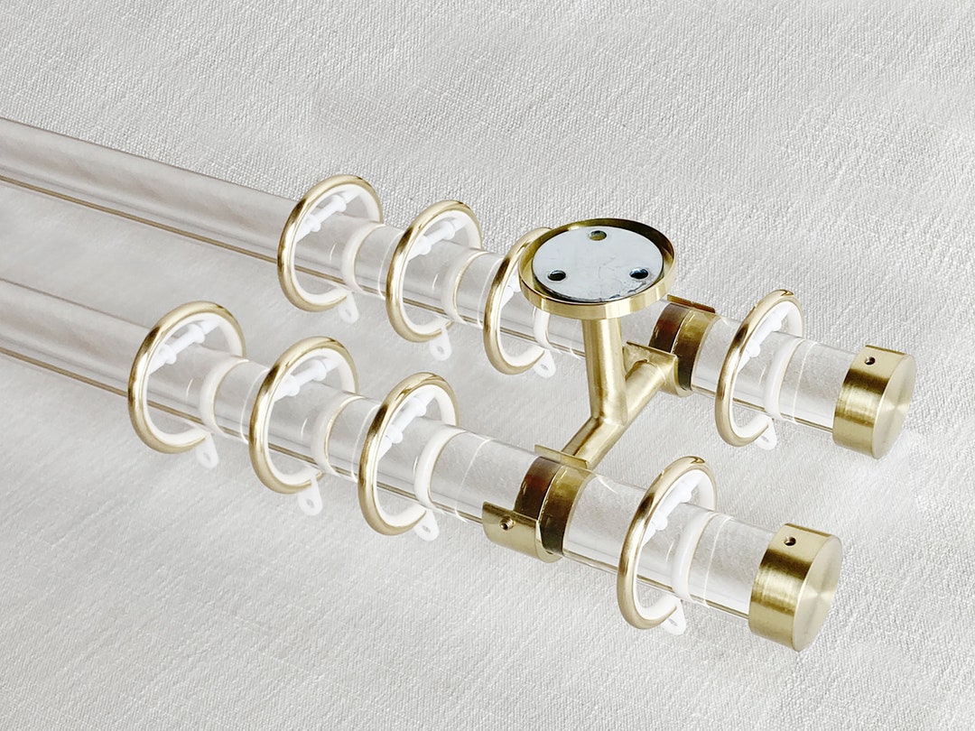 Double Bracket Curtain Rod, Top Mounted Acrylic Curtain Rod, Plexiglass ...