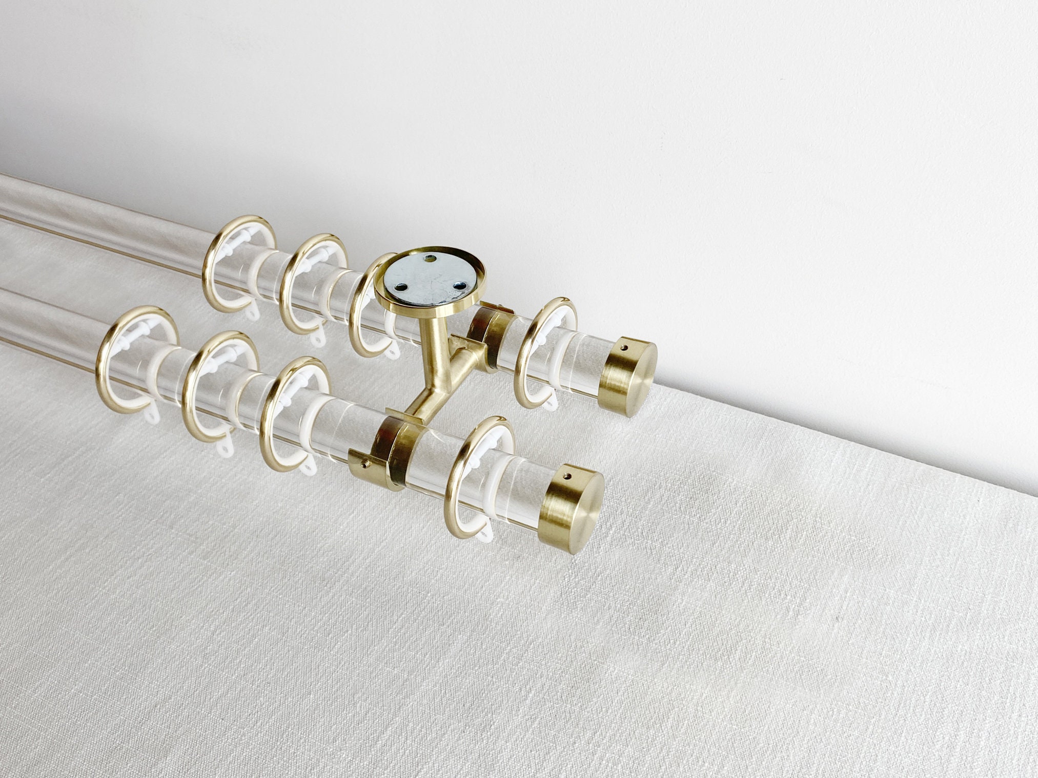 Double Bracket Curtain Rod, Top Mounted Acrylic Curtain Rod, Plexiglass ...