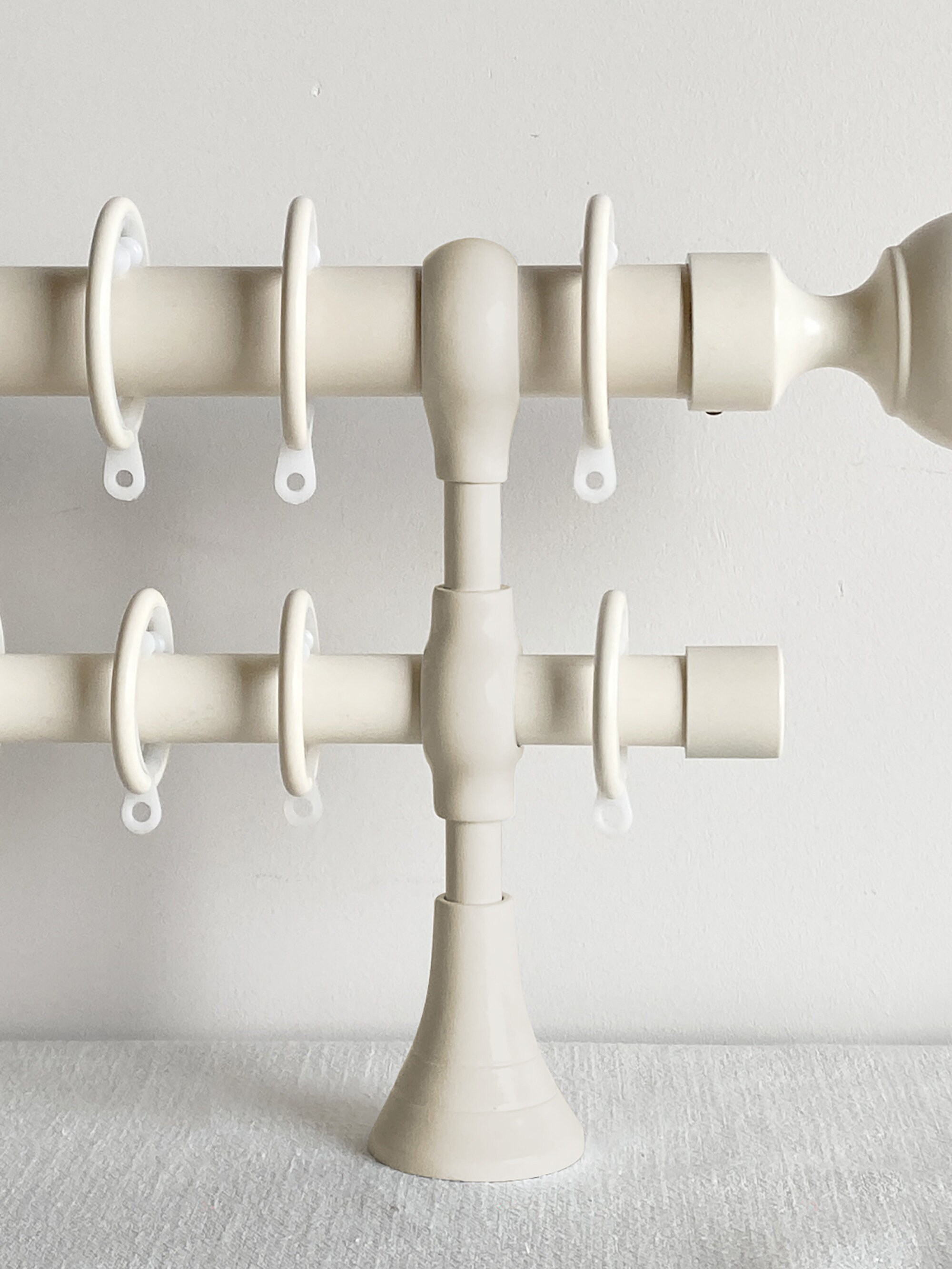 Beige Side Mount Double Bracket Curtain Rod, Metal Custom Size Curtain ...