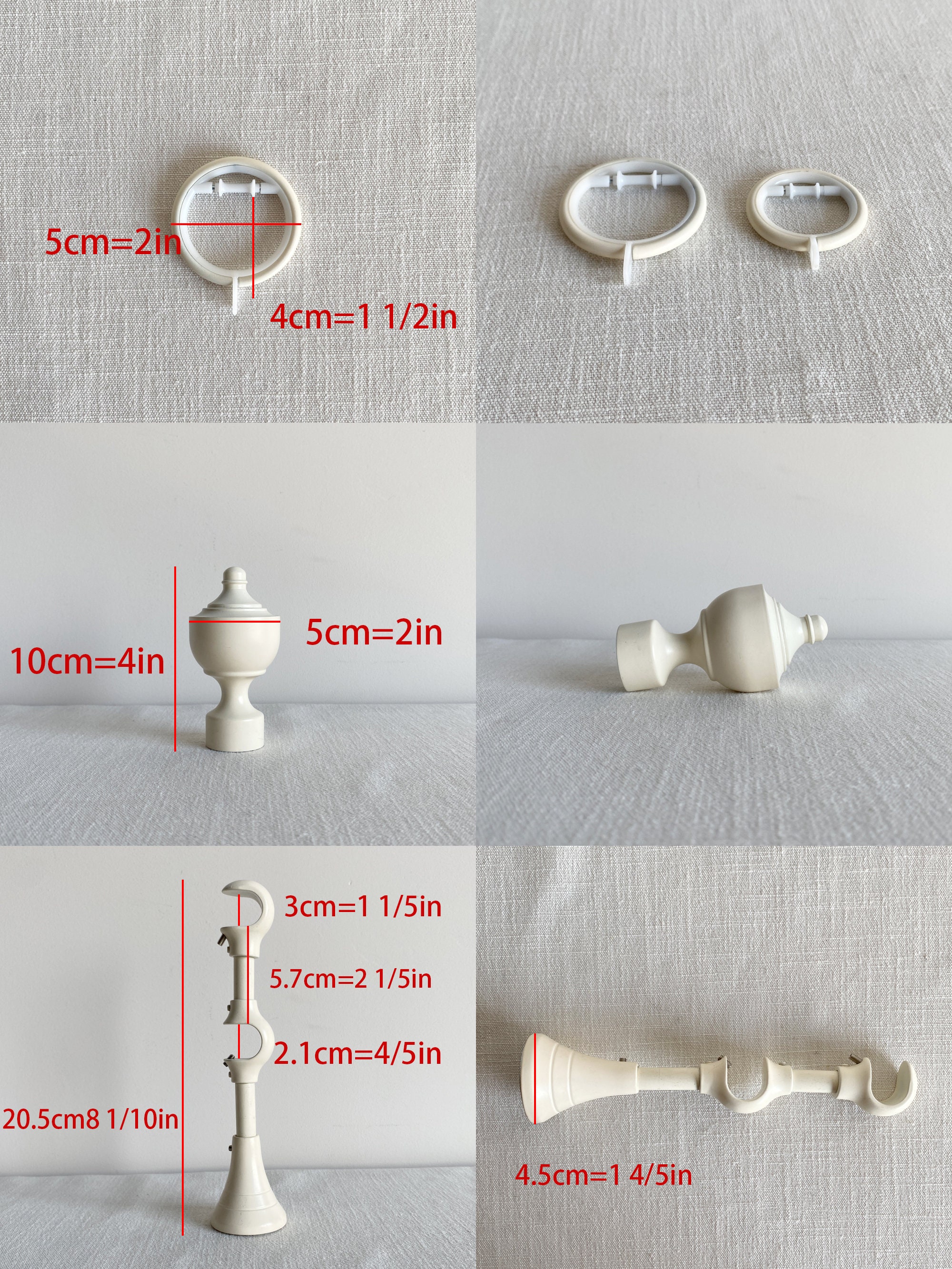 Beige Side Mount Double Bracket Curtain Rod, Metal Custom Size Curtain ...