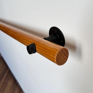 Round Wooden Stair Handrail Kit, Wooden Wall Handrail, Stair Handrail ...
