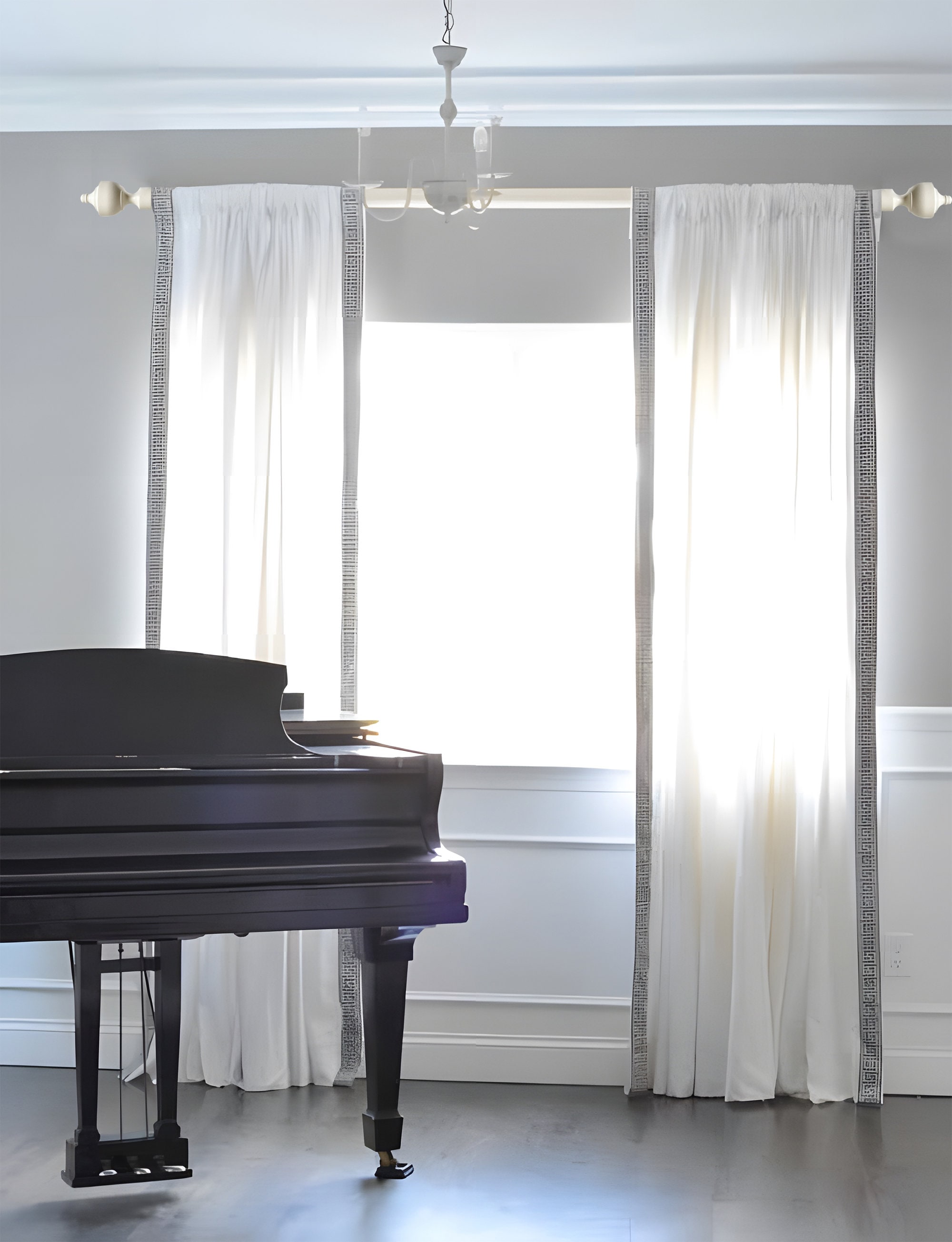 Beige Side Mount Double Bracket Curtain Rod, Metal Custom Size Curtain ...