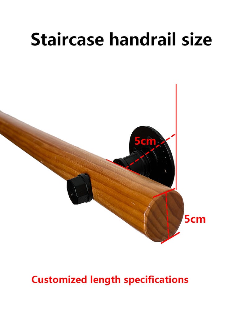 Round Wooden Stair Handrail Kit, Wooden Wall Handrail, Stair Handrail ...