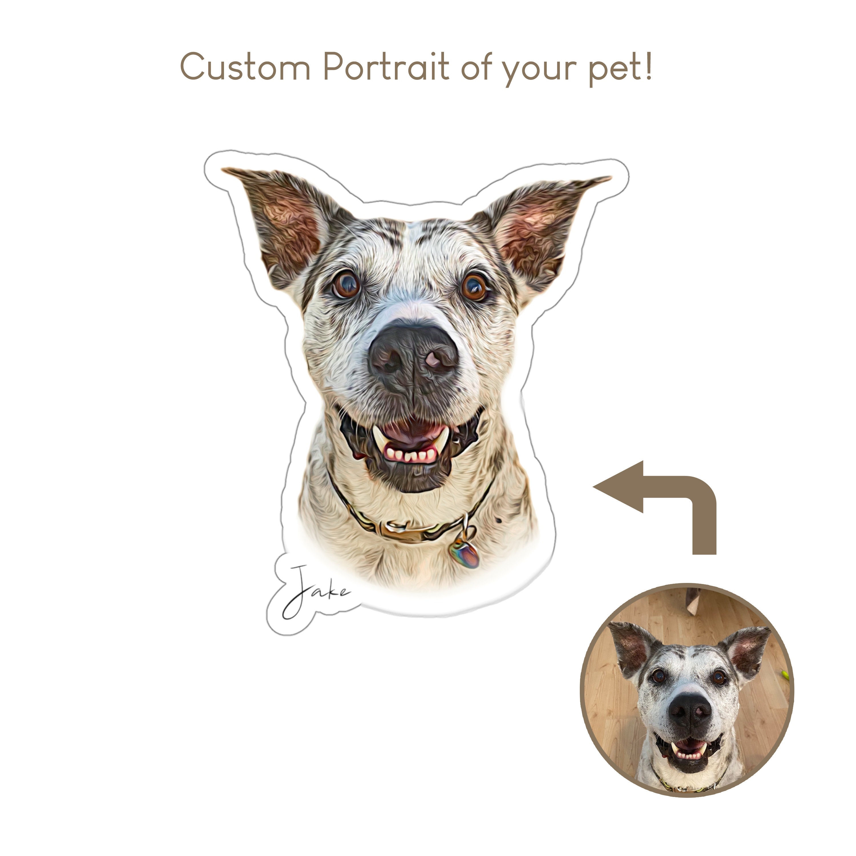 Custom Pet Sticker | Custom Pet Portrait Sticker Using Your Photo ...
