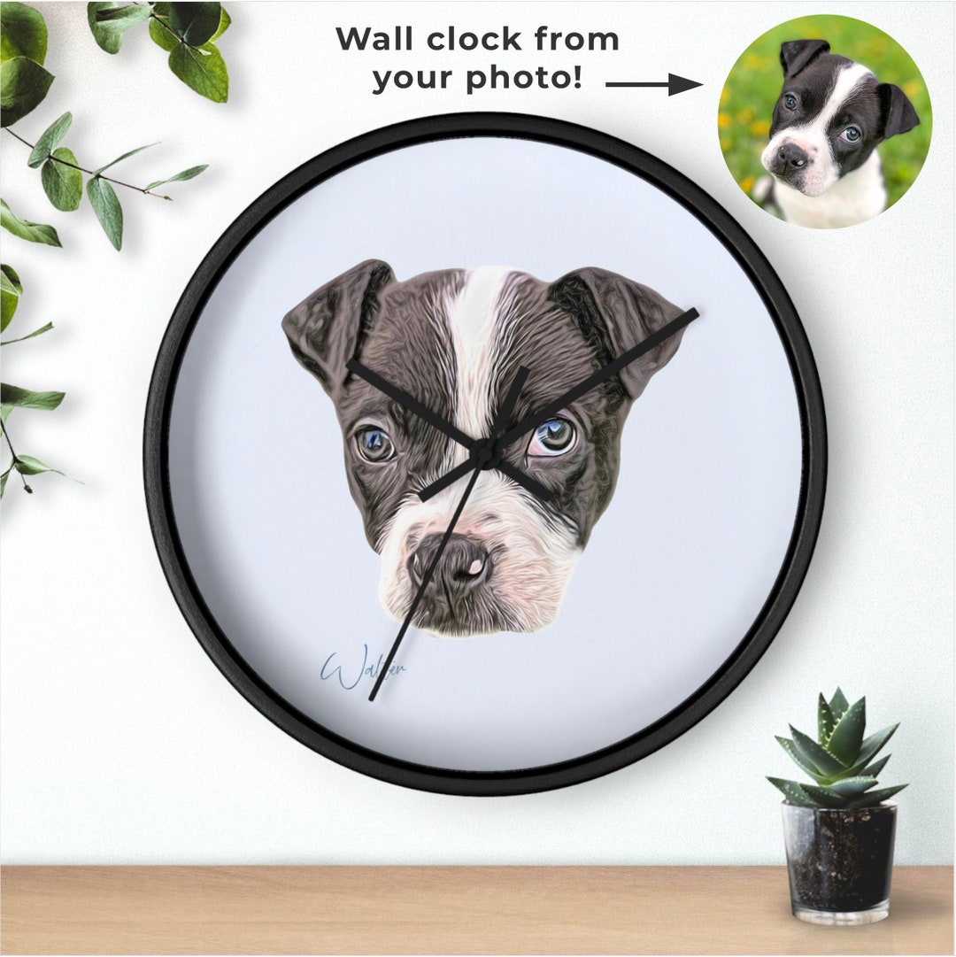 Custom Pet Wall Clock | Made Using Photo of Pet | Custom Dog Portrait ...