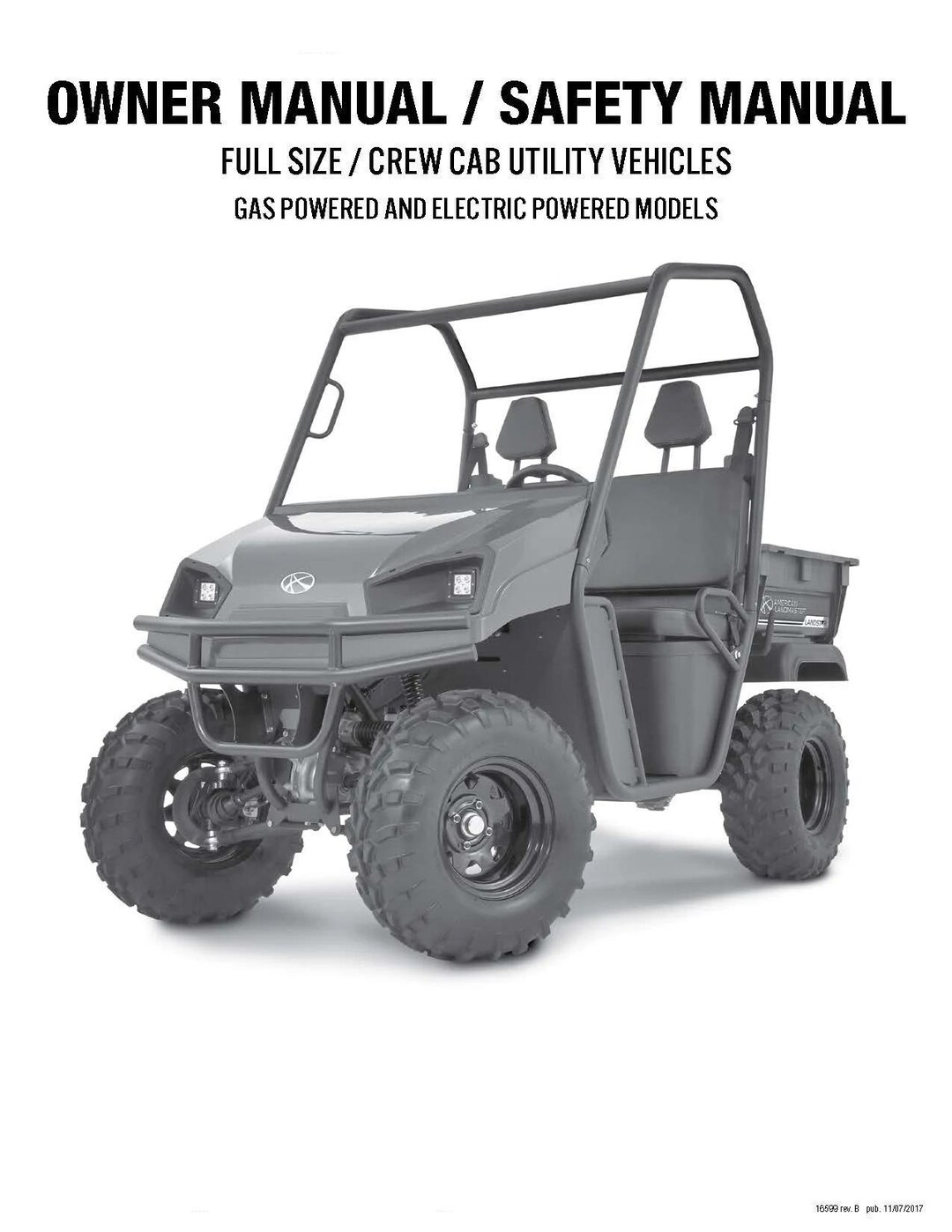 Download Now - Side by Side Operator Manual Gas & Electric UTV UTV49 - Etsy